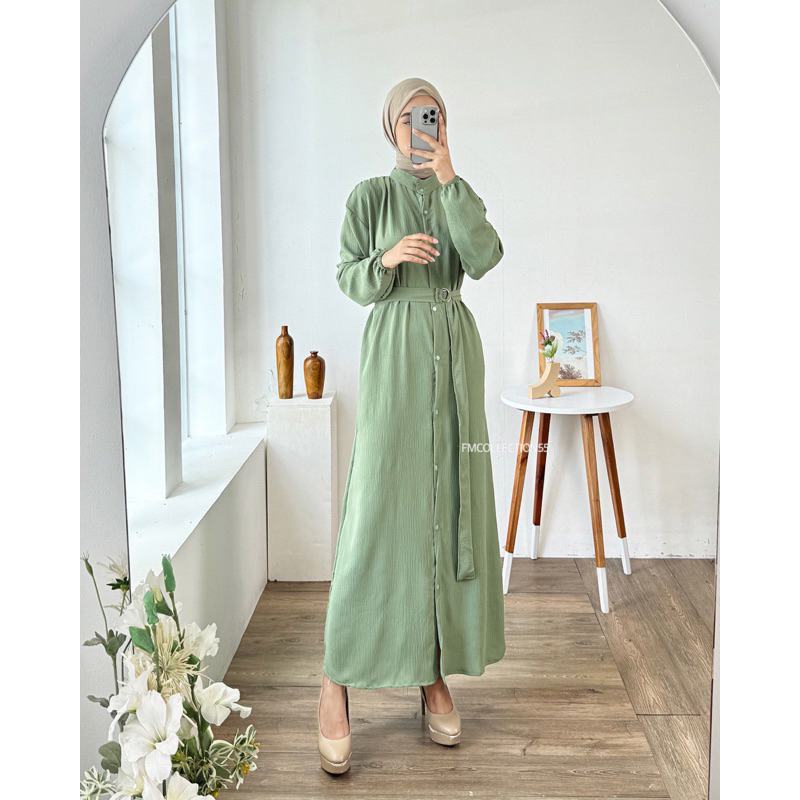 Jual LOCA DRESS GAMIS FULL KANCING CRINKLE AIRFLOW LD 110 // GAMIS ...