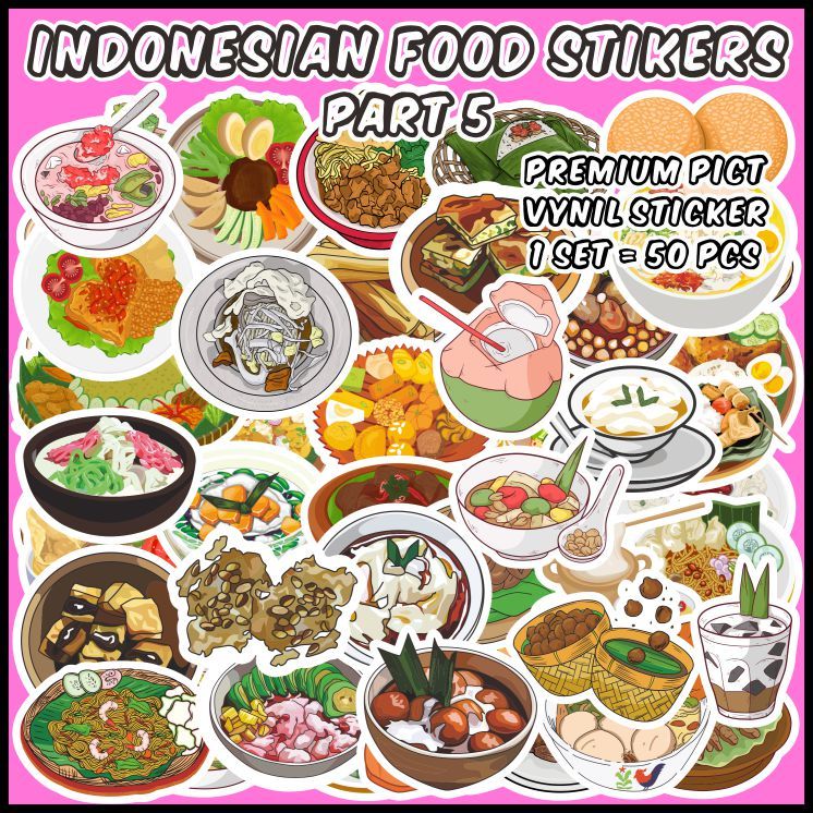 Jual [1 pack] indonesian Food Stickers 5 (Stiker Makanan Indonesia 5 ...