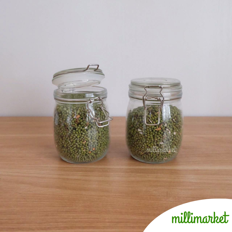 Jual [MILLI] MOIRE GLASS STORAGE JAR / Toples Kaca Kedap Udara Klip ...