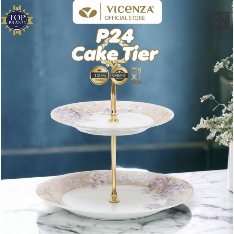 Jual Piring Saji Vicenza P24 Magnolia piring susun (Double Plate) desain anggun porselen khusus ...
