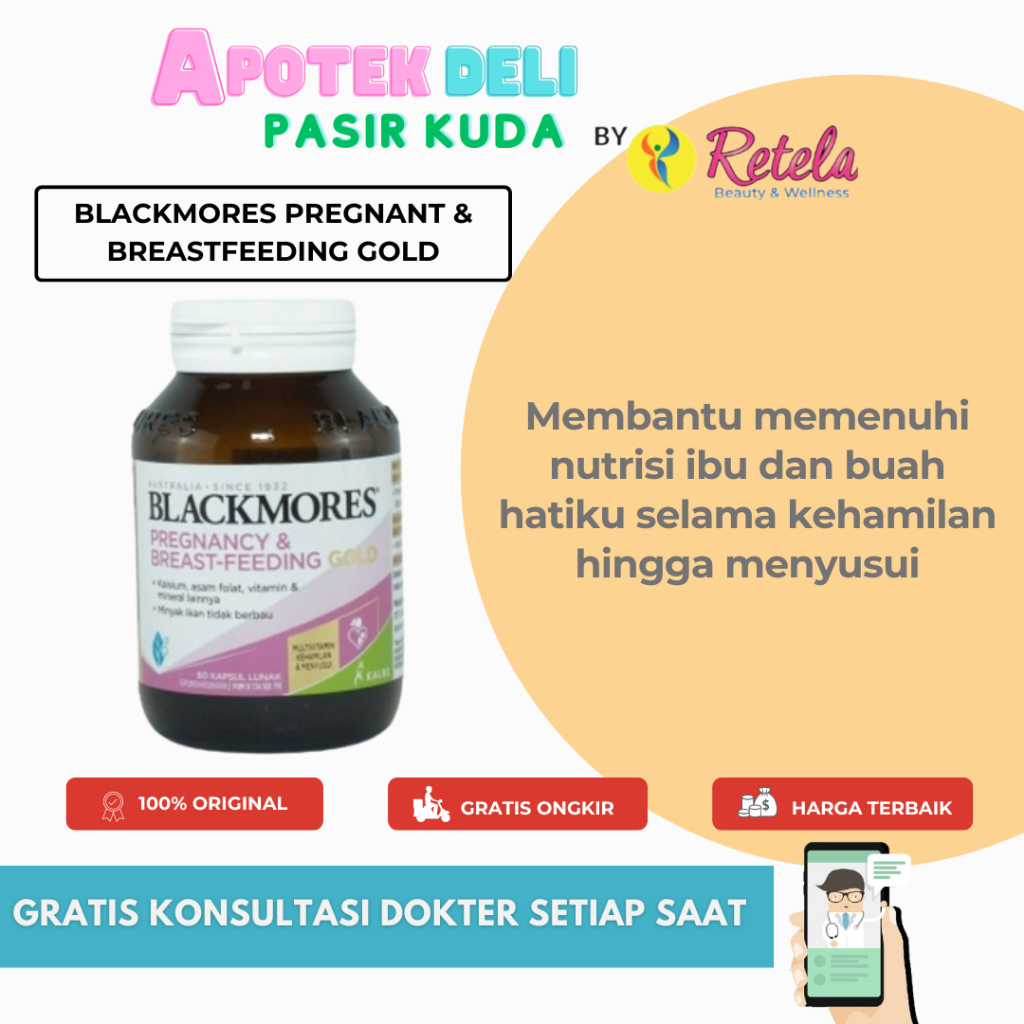 Jual BLACKMORES PREGNANT & BREASTFEEDING GOLD 1 BOTOL 60 TABLET ...