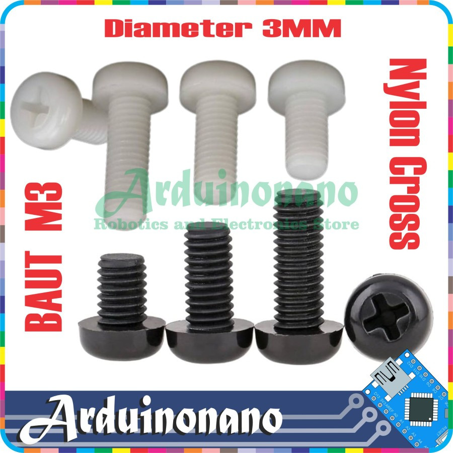 Jual Cross Screw Nylon M3x10 M3 3mm height 10mm 1cm 10 mm 1 cm Baut ...