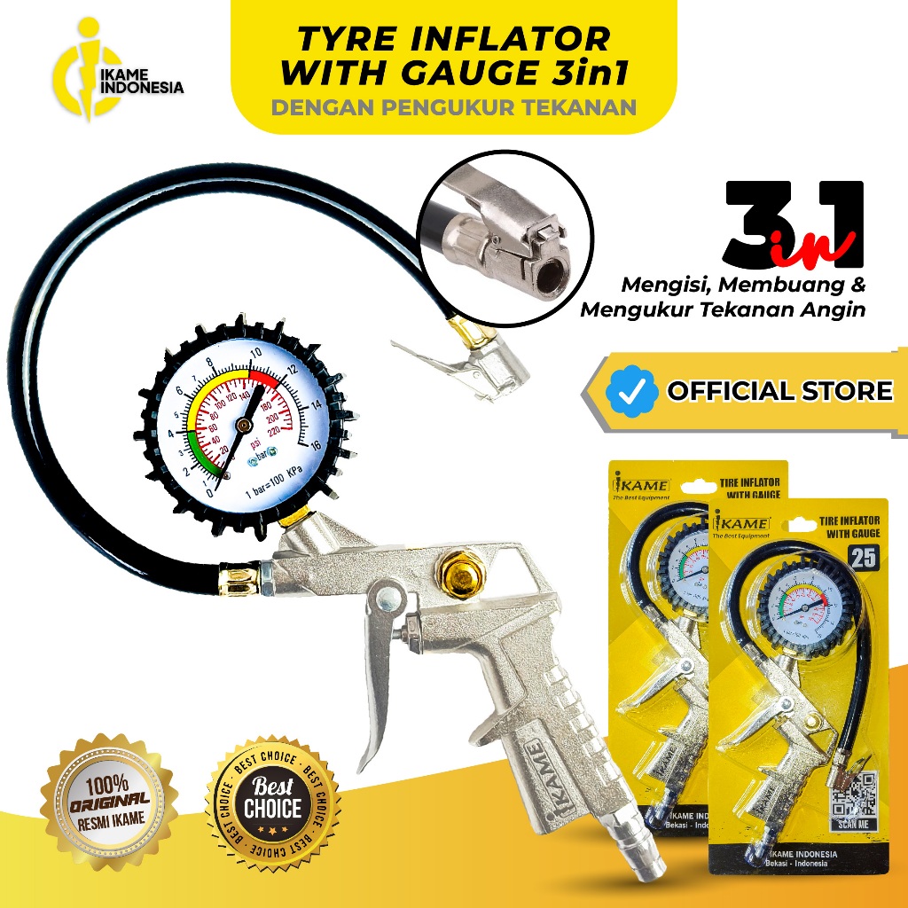 Jual Tyre inflator 3 in 1 / pengisi angin IKAME ORIGINAL 100% / tire ...