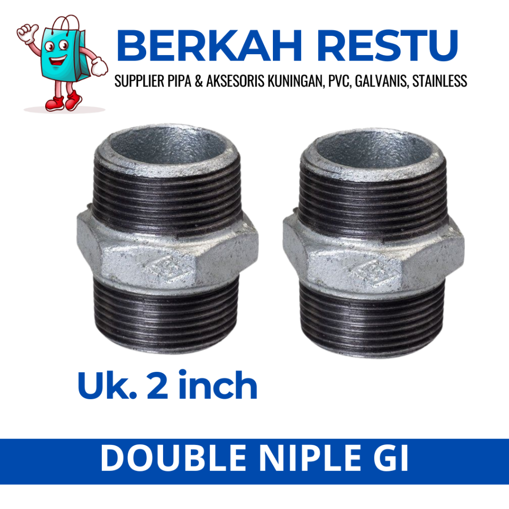 Jual Double Nepel Galvanis 2" / Double Nipple GI 2" inch | Shopee Indonesia