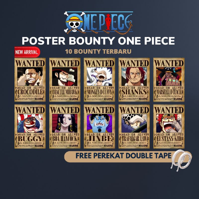 Jual Poster Bounty One Piece Terbaru 1 Set Kru Komplit Mugiwara Ukuran ...