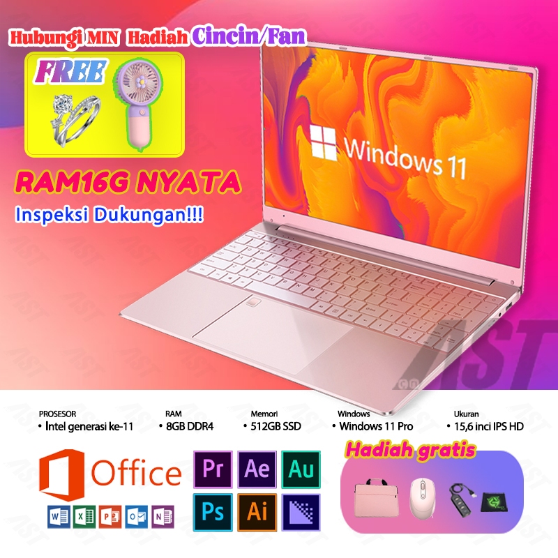 Jual Ready-AST Laptop Pink/Silver baru Intel Celeron N5095 15.6inch ...