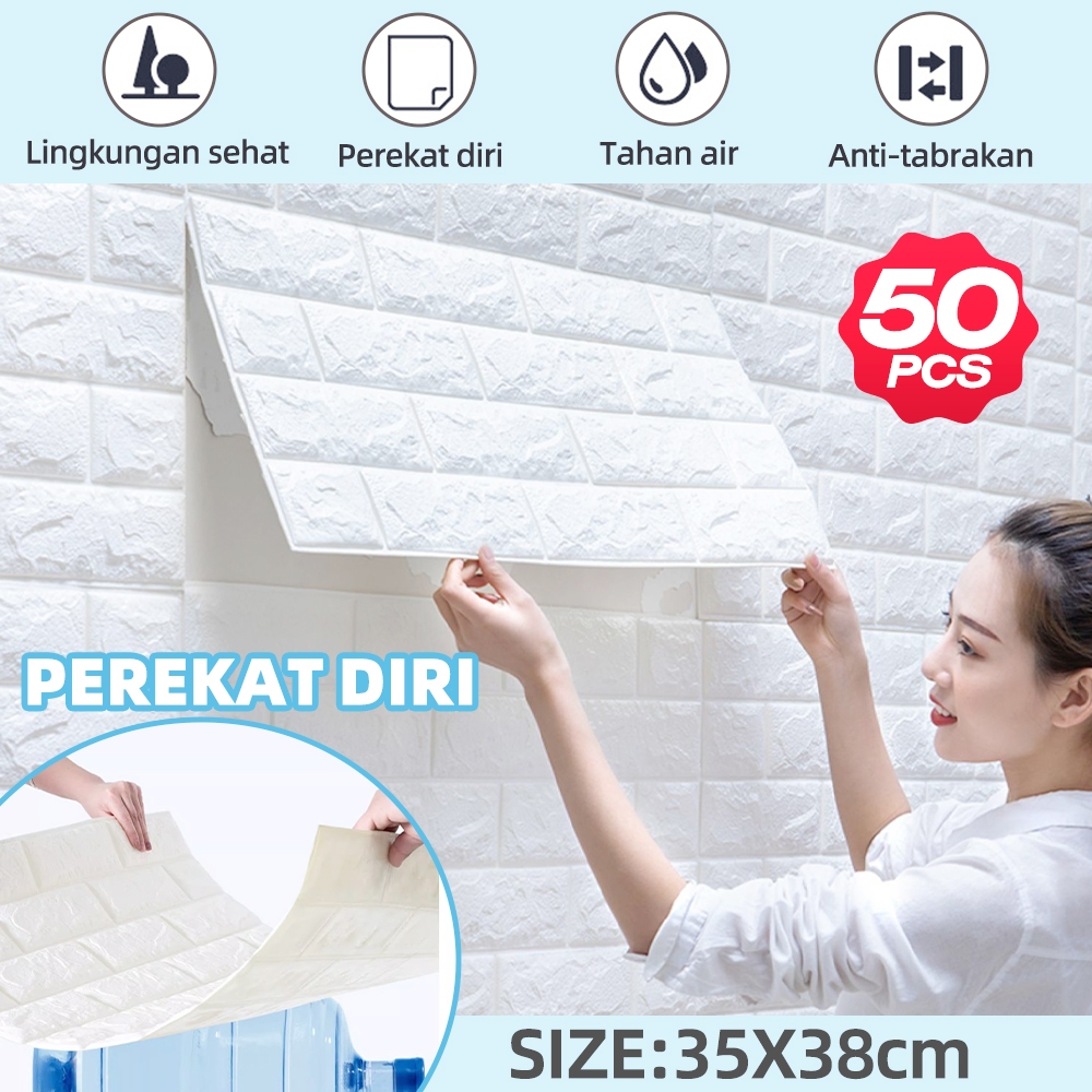 Jual Wallpaper Dinding Kamar 3D Sticker Foam Bata 50PCS 35x35cm Murah ...