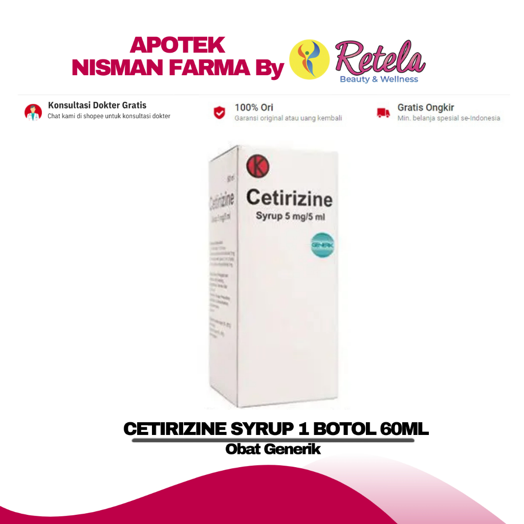 Jual CETIRIZINE SYRUP 60ML / ALERGI / GATAL | Shopee Indonesia