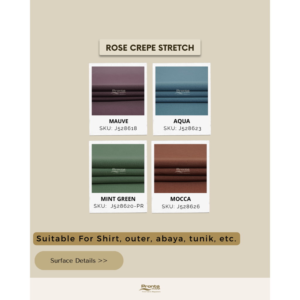 Jual Crepe Stretch Rose Plain Series (Pronto Moda) | Shopee Indonesia