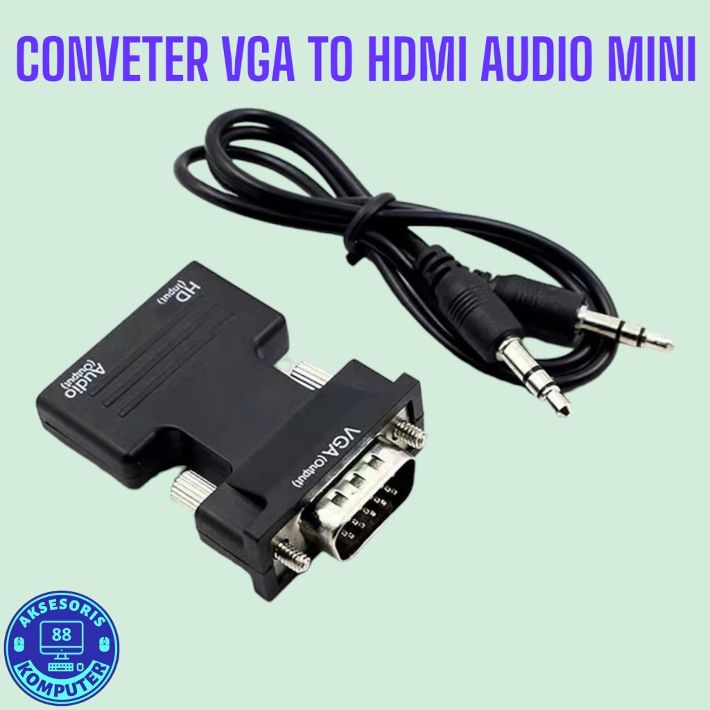 Jual GENDER VGA TO HDMI AUDIO | ADAPTER VGA TO HDMI WITH AUDIO | Shopee ...