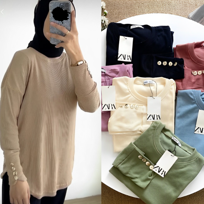 Jual Atasan Wanita Premium Inara Knit Button Lengan Kancing | Shopee ...