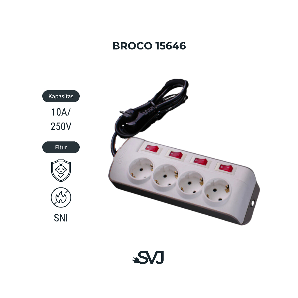 Jual BROCO 15646 STOP KONTAK 4 LUBANG MIRING (CHILD PROTECTION ...