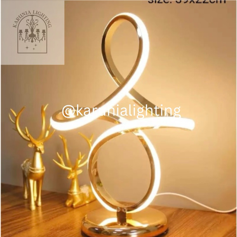 Jual Lampu Meja Minimalis Spiral Gold Led 3 Colours | Shopee Indonesia