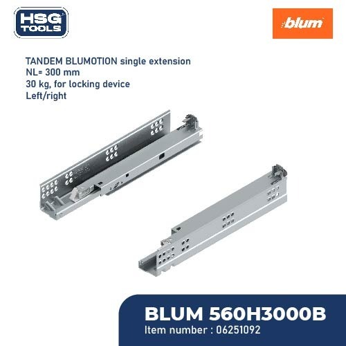 Jual BLUM REL LACI TANDEM BLUMOTION FULL EXT 30KG L=300MM FOR LOCK ...