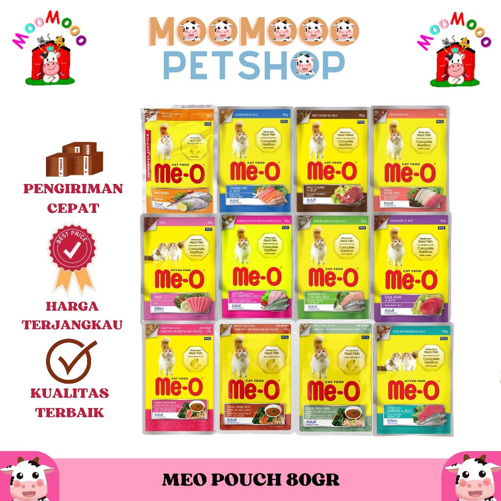 Jual Me-o Pouch / Sachet Adult / Kitten 80gr Makanan Sachet Basah ...