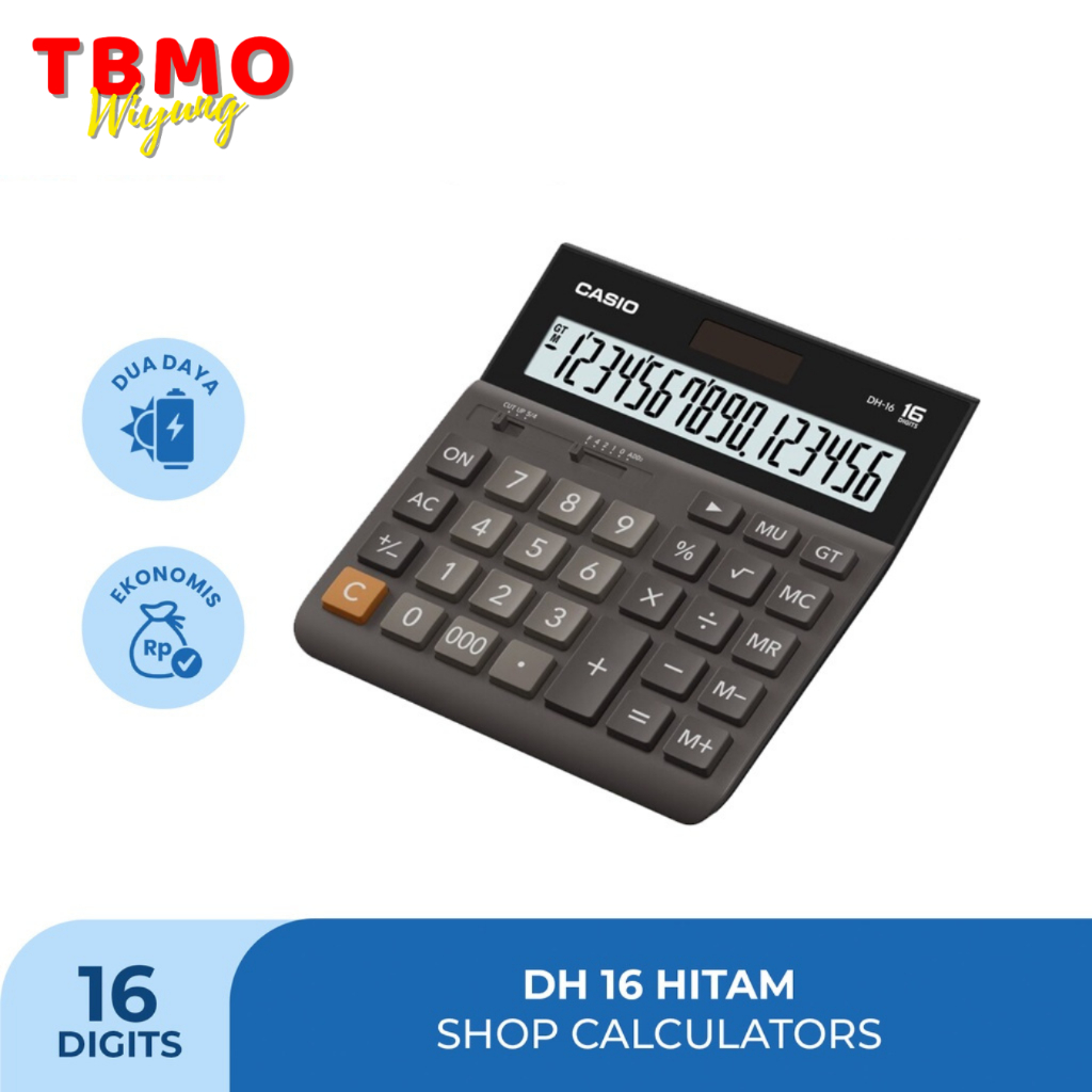 Jual TBMO Kalkulator Casio DH-16 Hitam Kalkulator Kantor 16 Digit ...