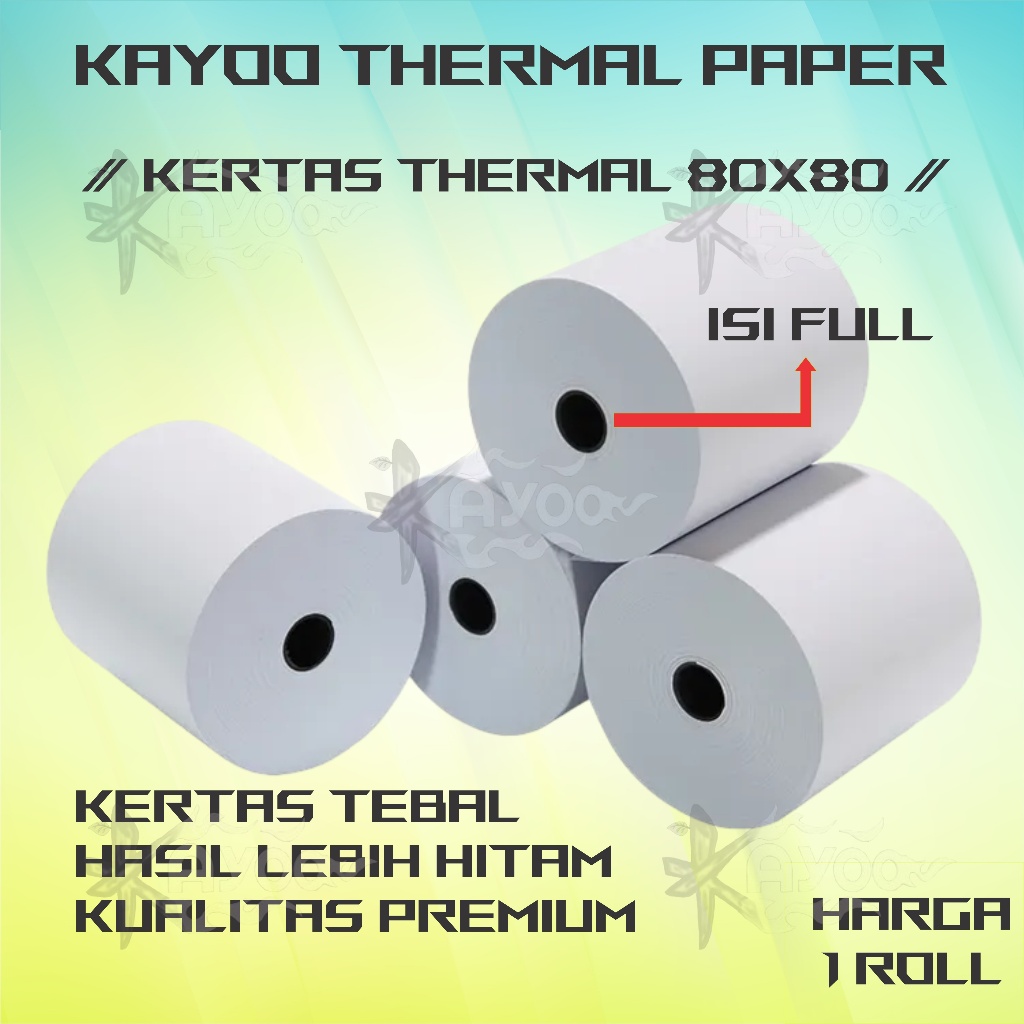 Jual KERTAS THERMAL STRUK KASIR PAPER ROLL TERMAL 80MM 80X80 THERMAL ...