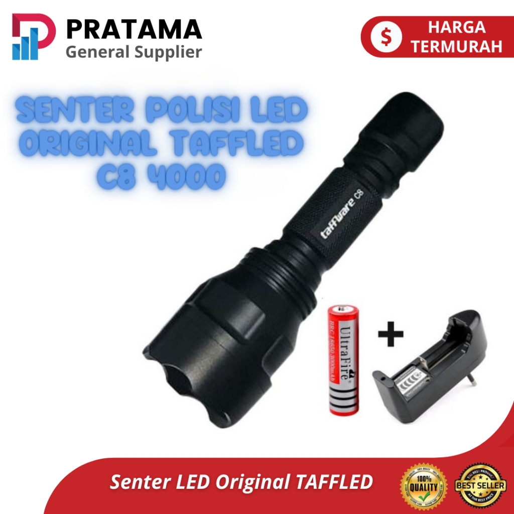Jual Senter LED Original TAFFLED C8 4000 Lumens Super Terang | surabaya | Shopee Indonesia