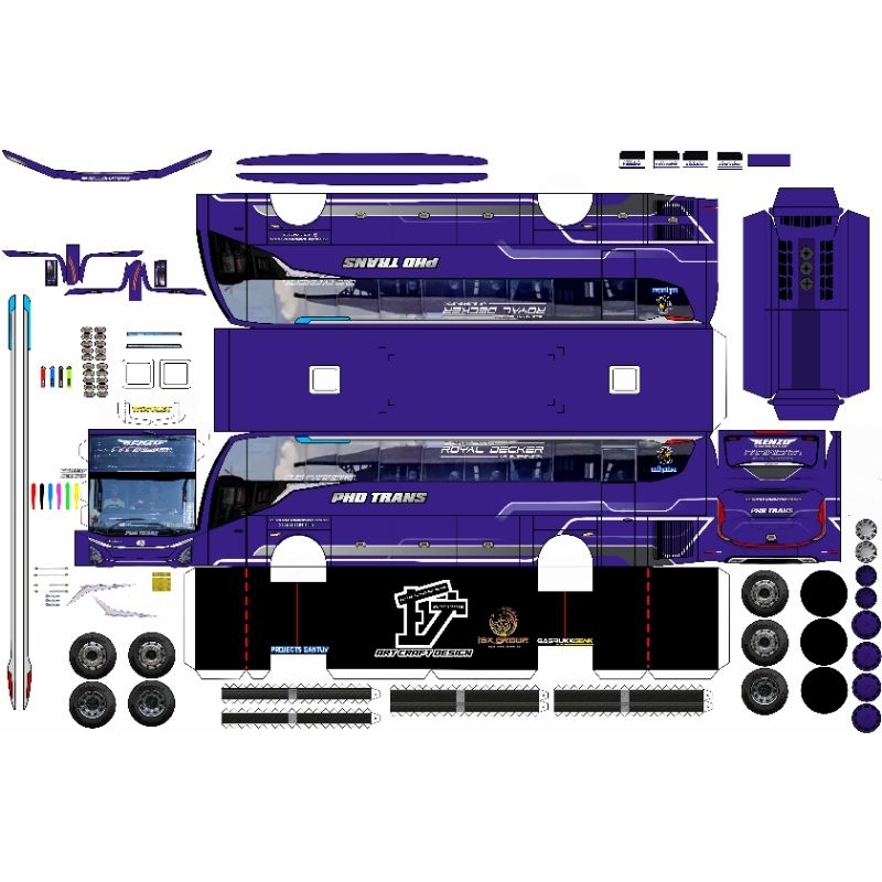 Jual lembaran papercraft bus PhD trans skala 50 laminasi non laminasi ...