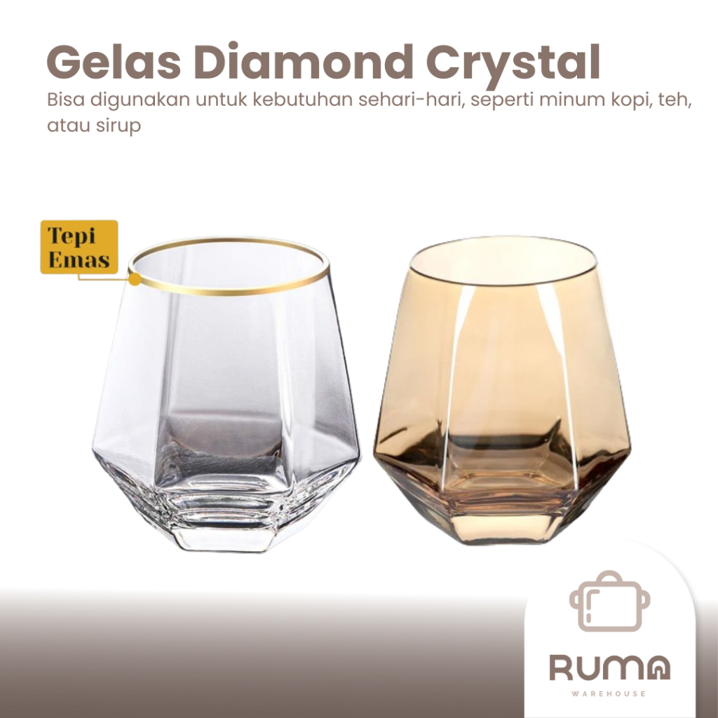 Jual One Two Cups Gelas Minuman Diamond Crystal Borosilicate Glass 310 ...