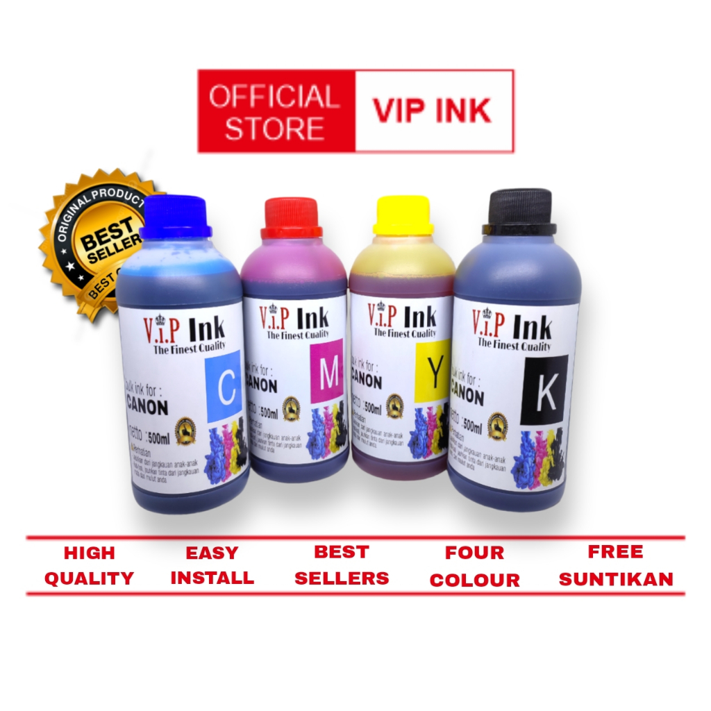 Jual VIP INK Tinta Canon Isi Ulang 500ml Free Suntikan Best Quality ...