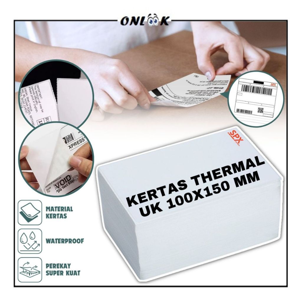 Jual Kertas Sticker THERMAL Resi SPX 100x150MM Isi 250 300 500 Lembar / Label Print Ukuran A6 ...
