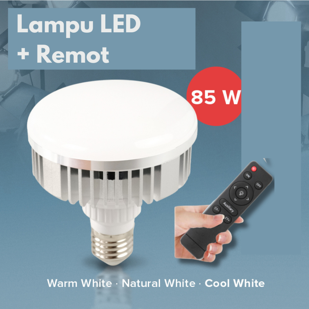 Jual Lampu Bohlam LED 85 Watt 85W 85Watt 85 W Plus remot (Nyala Putih ...
