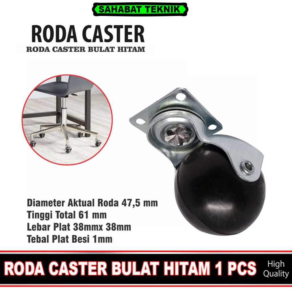 Jual Roda Kursi Bulat 2 Inch 50mm TG50 Roda Caster 1pcs Roda Karet ...
