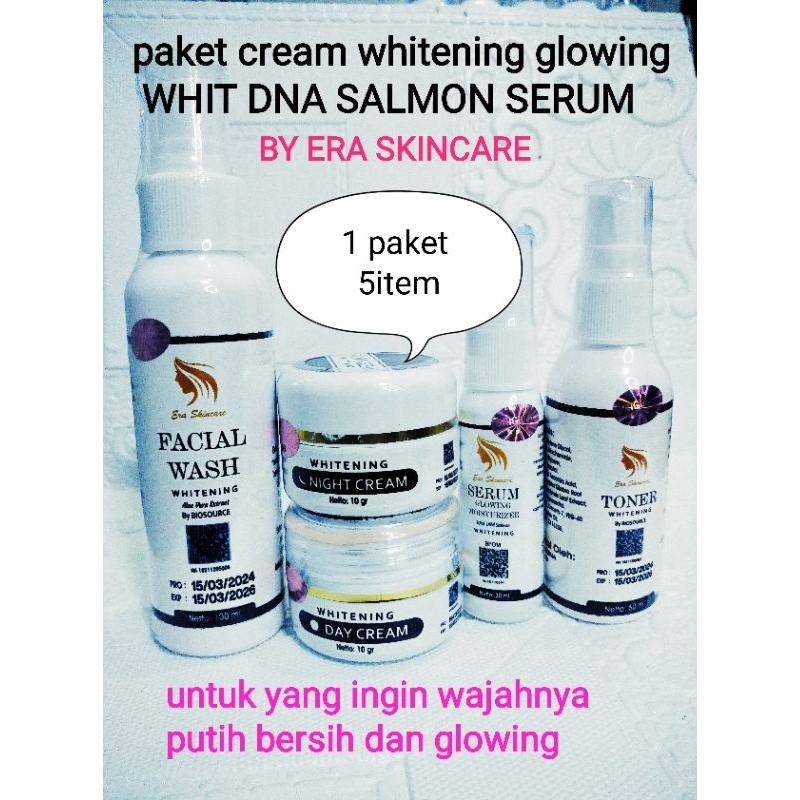 Jual paket era skincare night cream whitening white dna salmon isi 5 ...