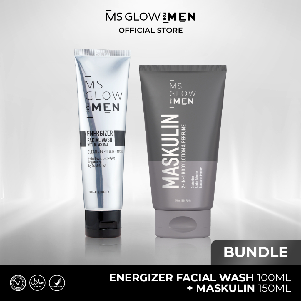 Jual MS Glow For Men - Energizer Facial Wash - 100 ml + Maskulin - 150 ...