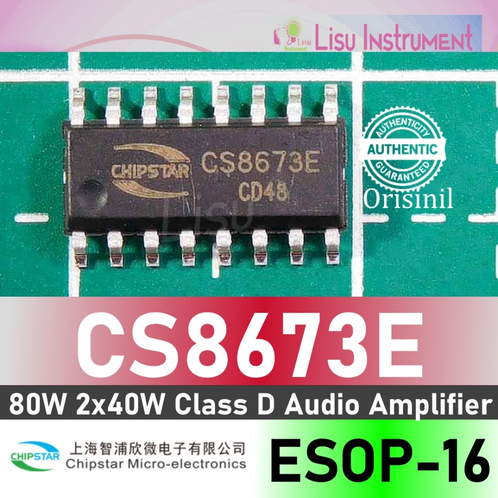 Jual CS8673E 80W Mono 2x40W Stereo Class D Audio Amplifier CS8673 ESOP-16 ChipStar ORIGINAL ...