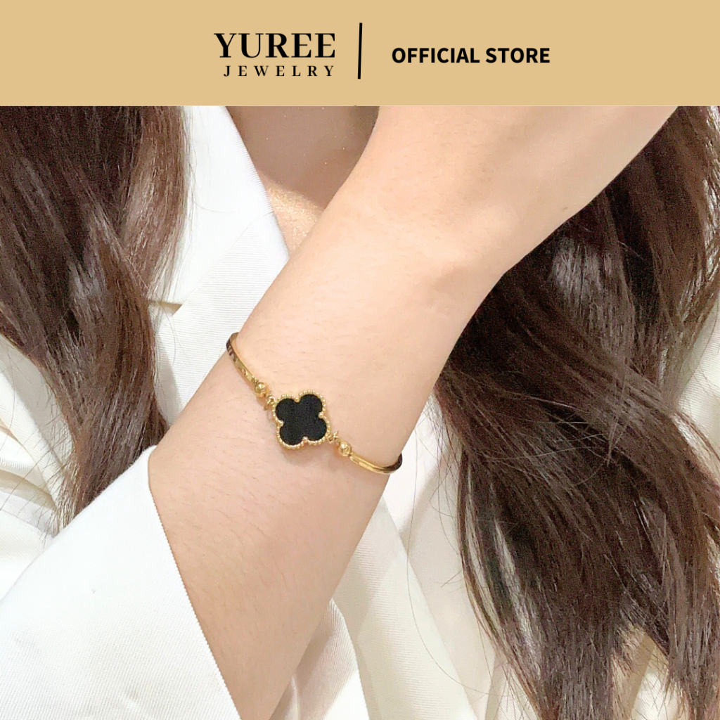 Jual YUREE • Luna Bracelet 18K Gold Plated • Perhiasan Gelang Clover ...