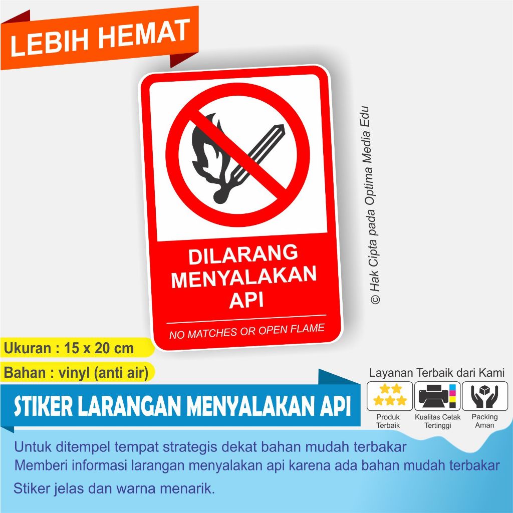 Jual CETAK STIKER DILARANG MENYALAKAN API | Shopee Indonesia