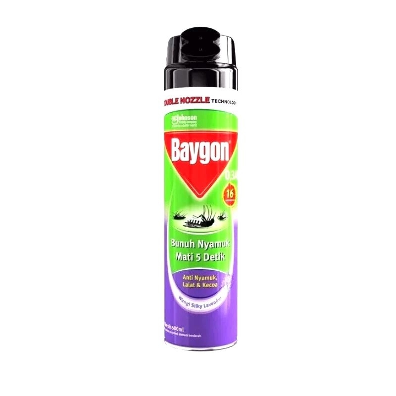 Jual Baygon Aerosol Obat Nyamuk Semprot Silky Lavender 600ml | Shopee ...