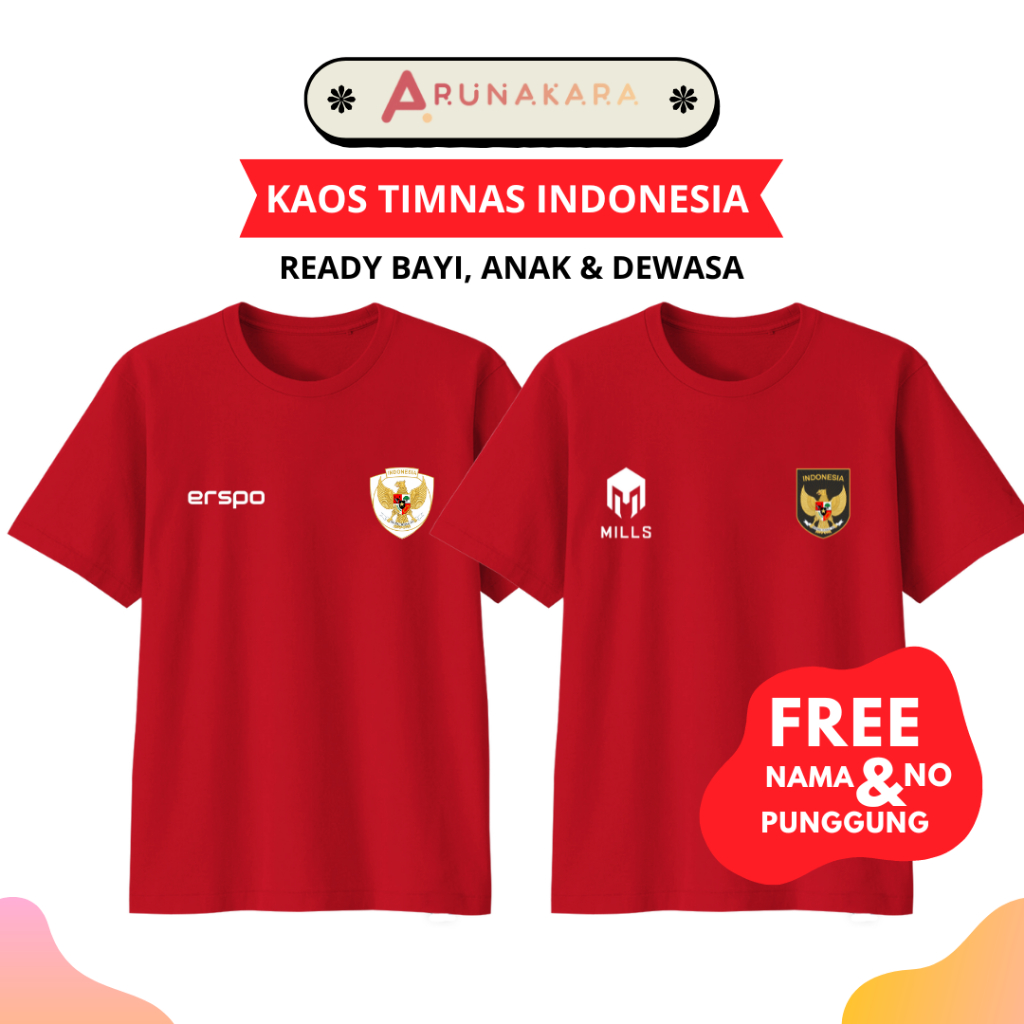 Jual Baju Kaos Timnas Indonesia Series Ready Bayi sampai Dewasa Bahan ...