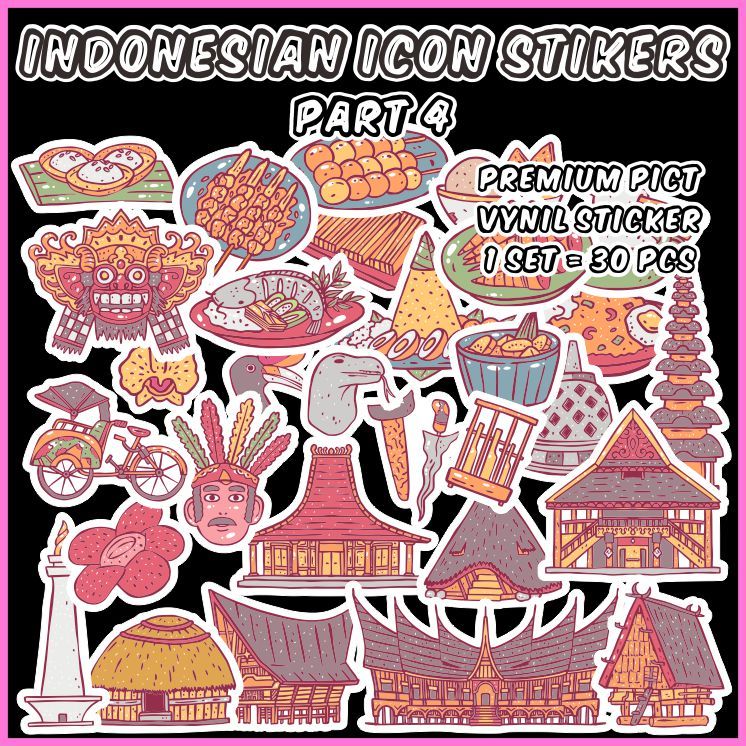 Jual [1 pack] Indonesian Icon Stickers 4 (Stiker Ikon Indonesia 4 ...