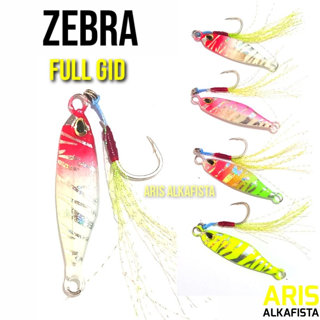 Jual Umpan Metal JIg Tetra Motif Zebra FULL GID 10 15 20 gram Dilengkapi kail Assist | Shopee ...