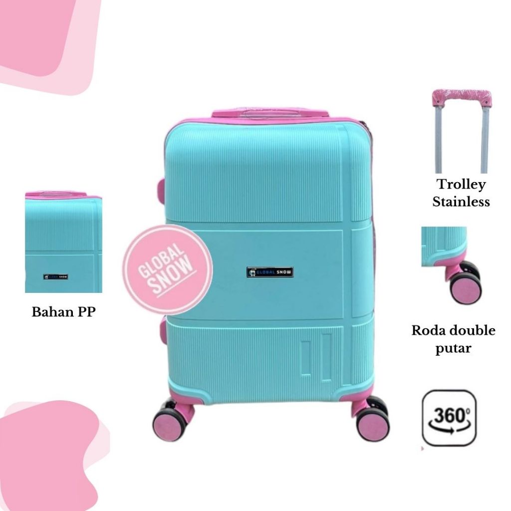 Jual Koper TAHAN BANTING Hardcase PP Global Snow size 24 Inch HITAM ...