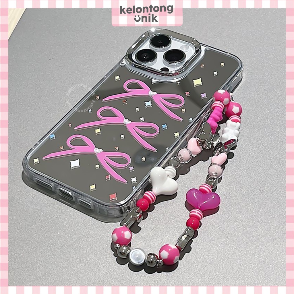 Jual KELONTONG UNIK | 𝗣𝗶𝗻𝗸 𝗥𝗶𝗯𝗯𝗼𝗻 𝗖𝗼𝗾𝘂𝗲𝘁𝘁𝗲 Mirror Case with Charm/ Case ...