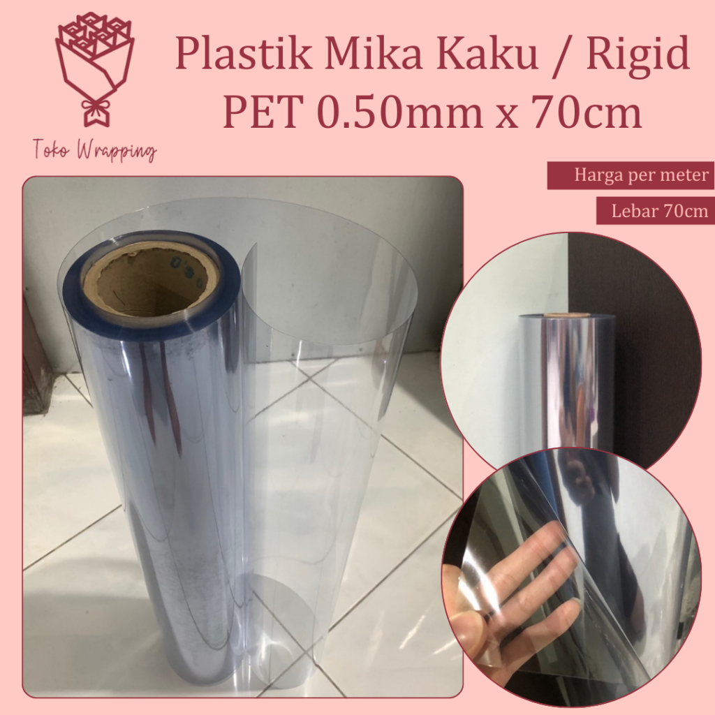 Jual Plastik Mika Kaku Tebal ( 0.50mm x 70cm ) Pengganti Kaca / Mika Rigid PET Meteran Bening ...