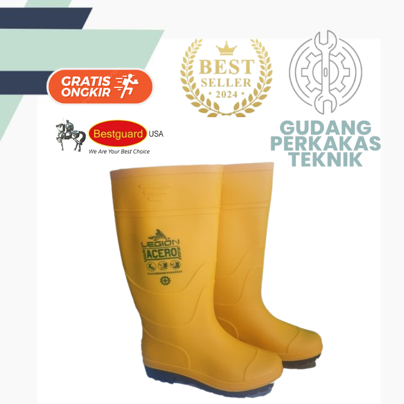 Jual Sepatu Safety Boot Rubber Safety LEGION Karet Ujung BESI Sepatu ...