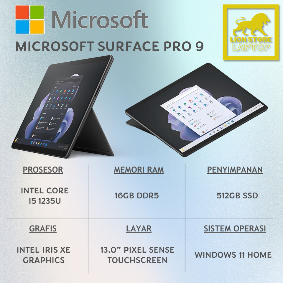 Jual LAPTOP DETACHABLE MICROSOFT SURFACE PRO 9 INTEL i5 1235U 16GB ...