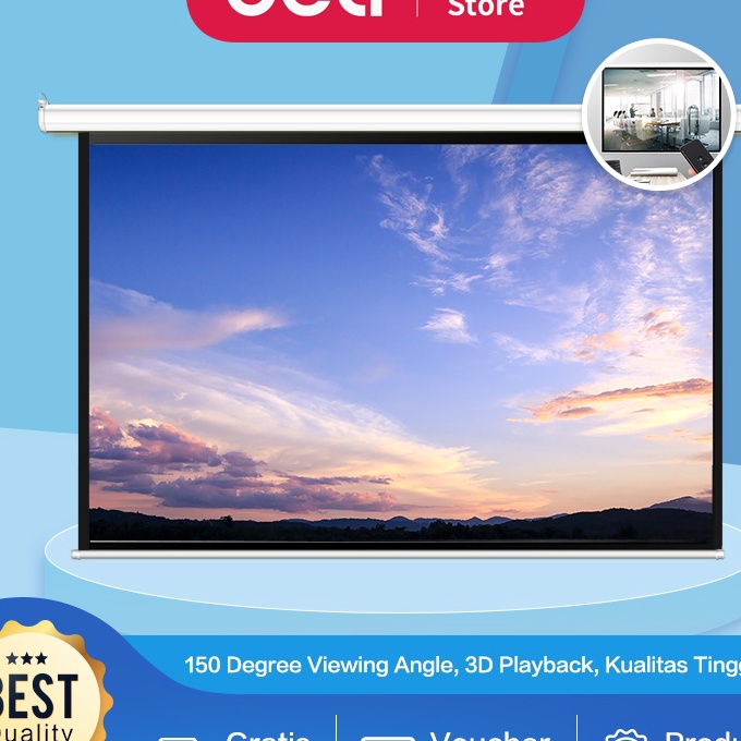 Jual Ajak Teman Dapat Untung Deli Electric Projector Screen Layar ...