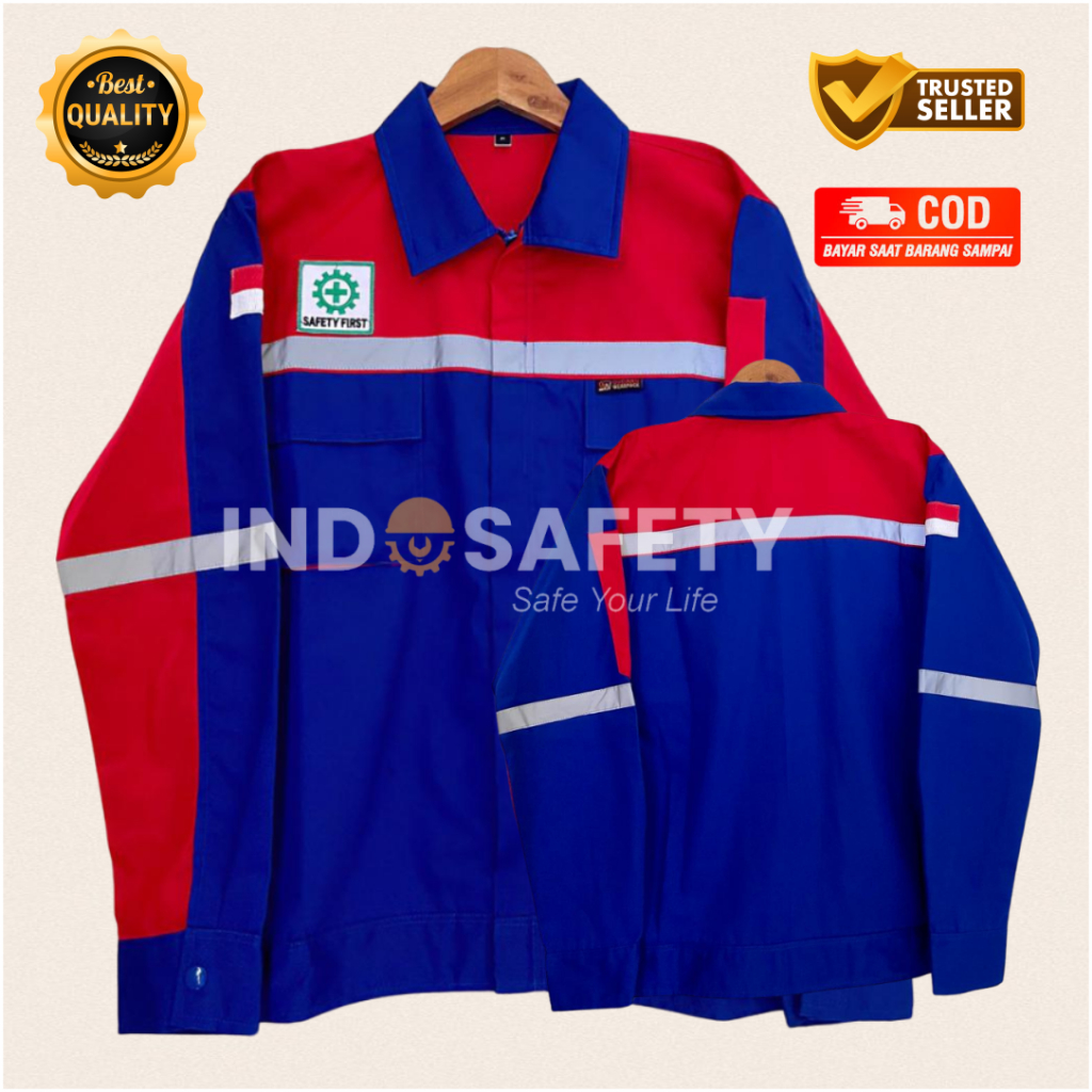 Jual Wearpack Safety Standar Lengan Panjang Benhur Merah | Shopee Indonesia