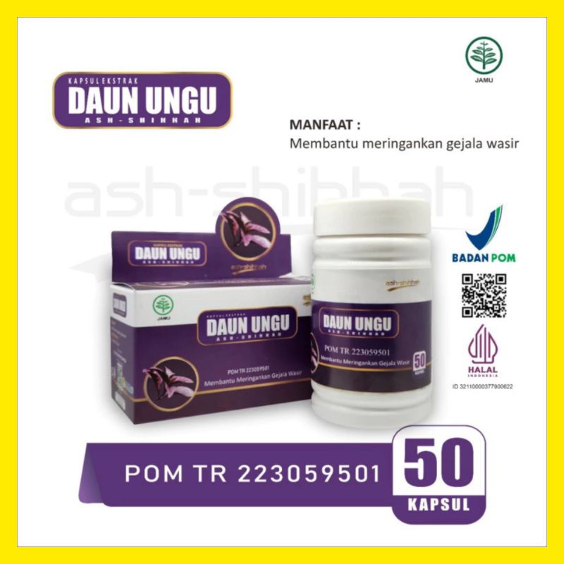 Jual BPOM Kapsul Daun Ungu Obat Herbal Wasir Ambeien Inayah ash shihah | Shopee Indonesia