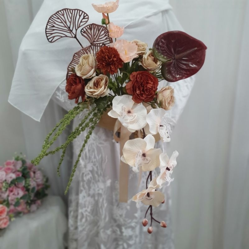 Jual hand bouquet wedding hand buket pernikahan juntai amaranthus ...