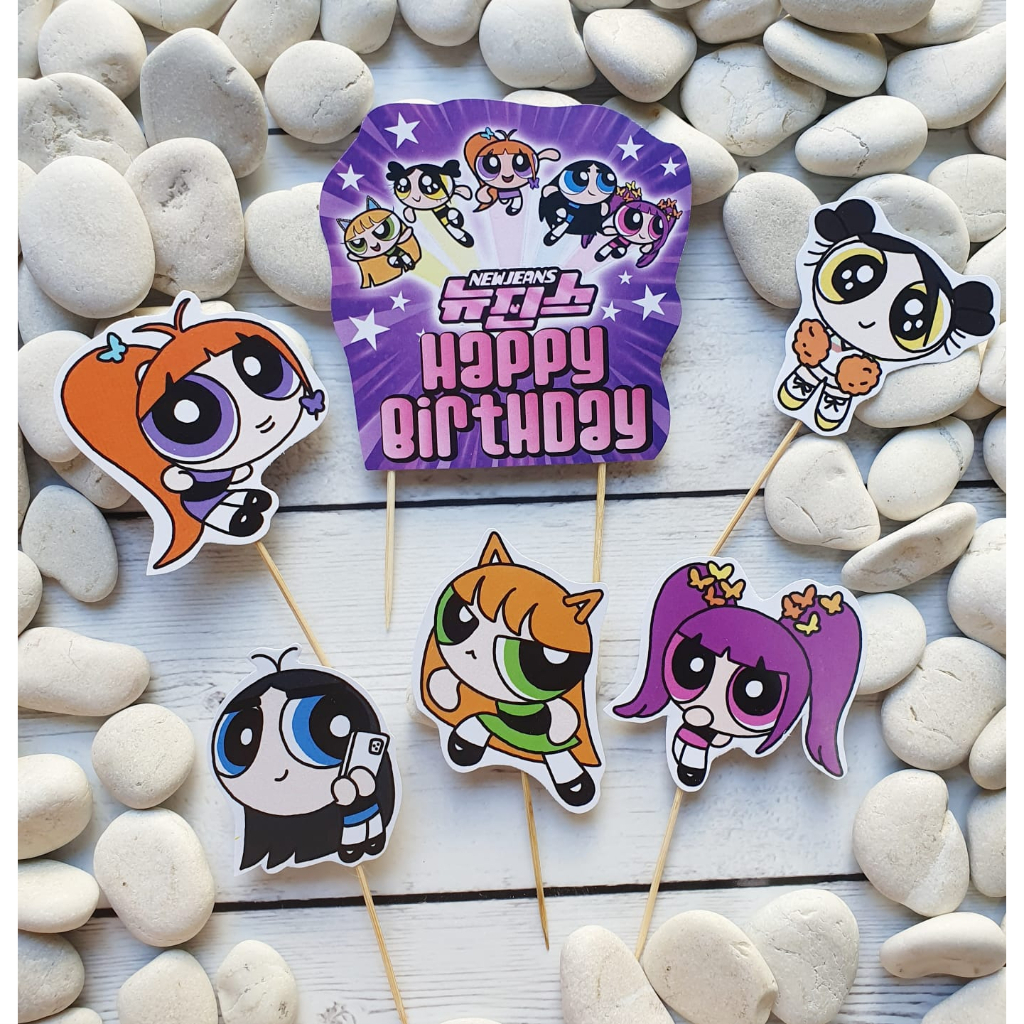 Jual satu set cake topper hiasan kue ulang tahun tema Power puff girls ...