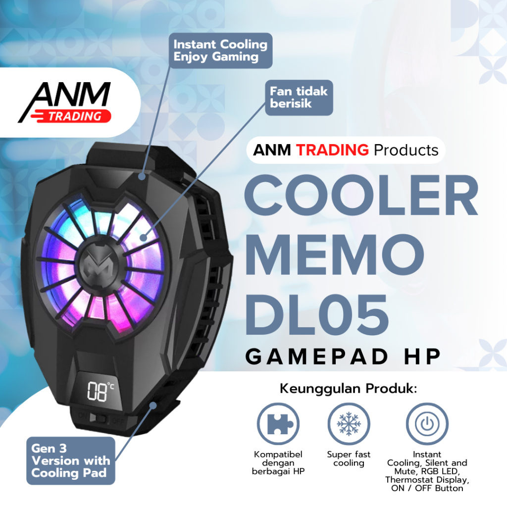 Jual [ANM TRADING] Cooler Handphone MEMO DL05 Gaming Fan Cooler ...