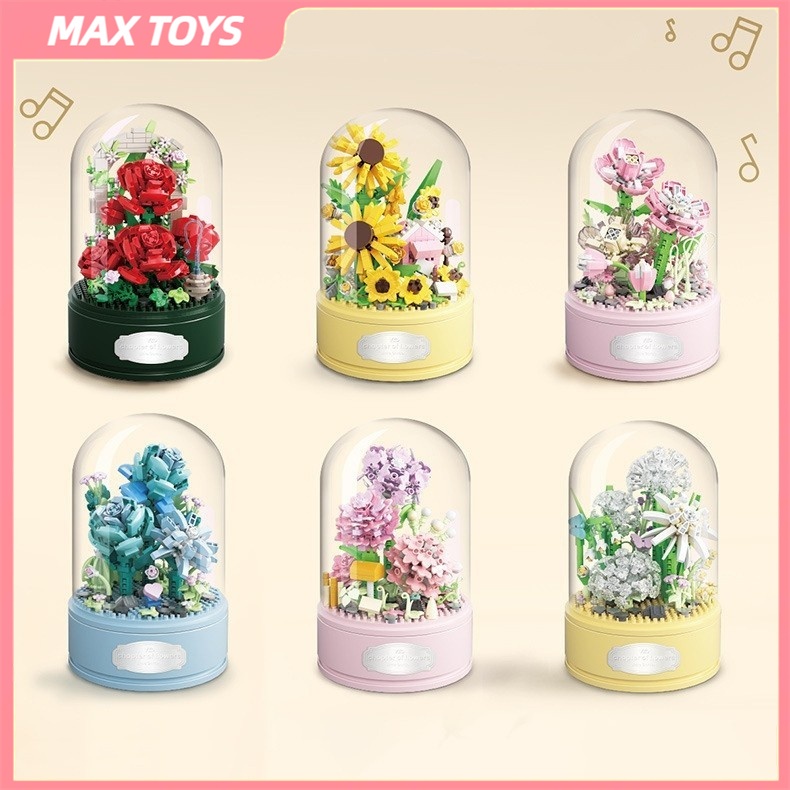 Jual MAX TOYS Mainan Block Bunga Musik Kotak Susun Nano DIY Bunga Balok ...