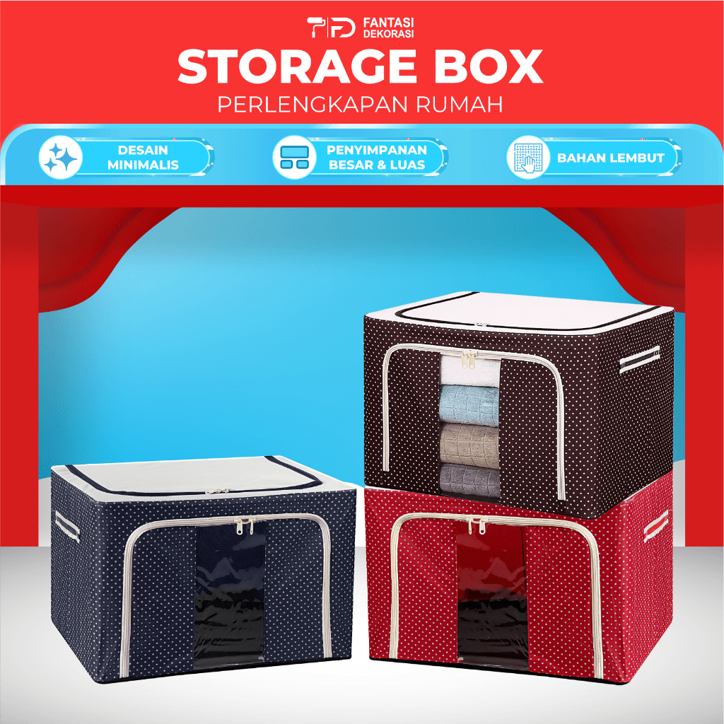 Jual Storage Box 66 Liters Double Zipper Frame Baja Large Multifungsi ...
